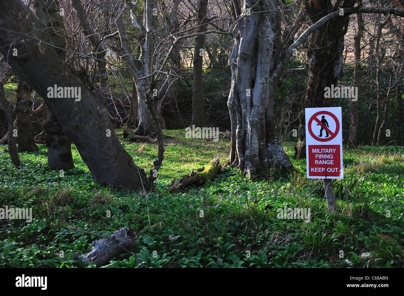 A no entry sign in a military firing practice area UK Stock Photo - Alamy