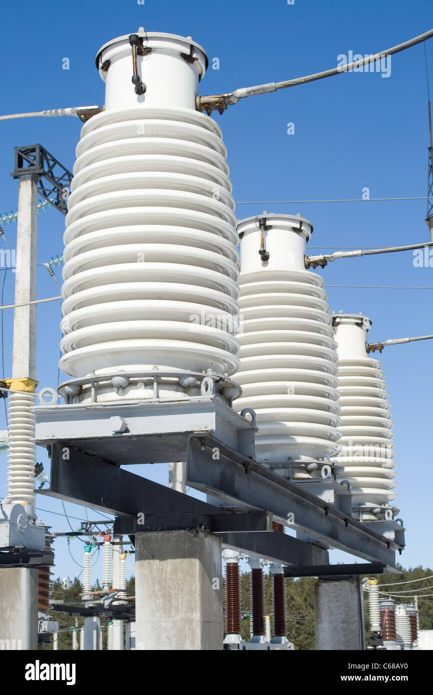 Equipment of high-voltage substation Stock Photo - Alamy