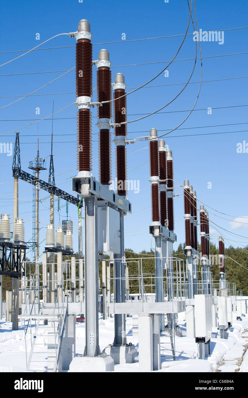 Equipments of high-voltage substation Stock Photo - Alamy