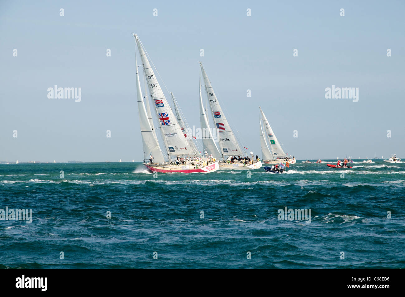 Round the World Clipper fleet at the start of the race Stock Photo - Alamy