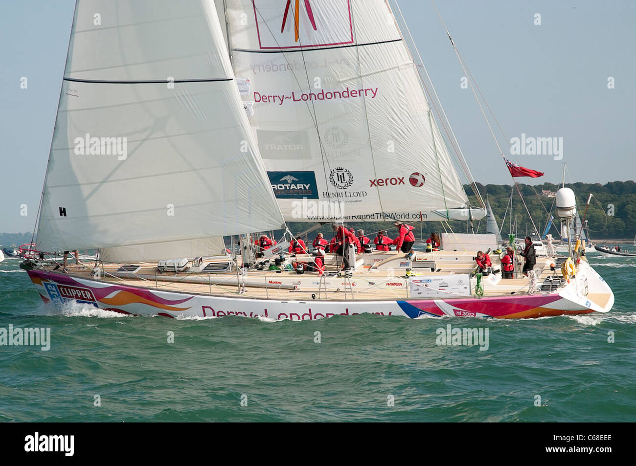 Round the World Clipper fleet at the start of the race Stock Photo - Alamy