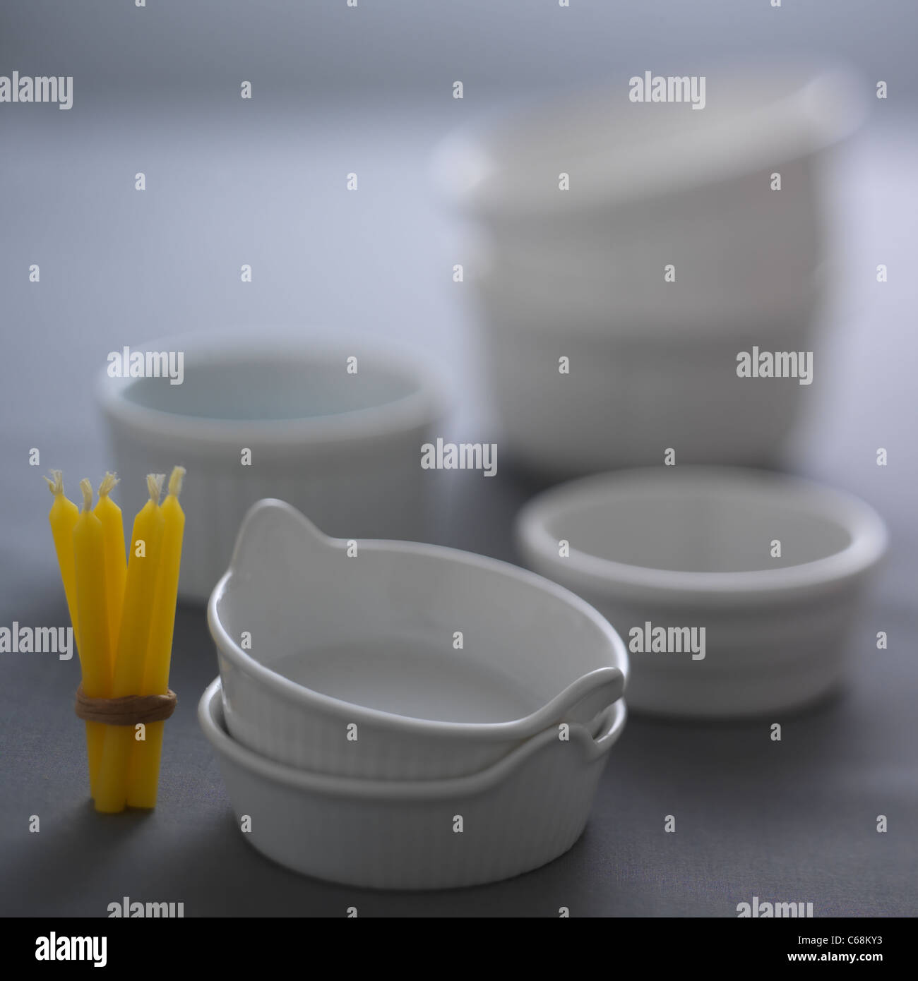 Five Candles and Ramekins Stock Photo - Alamy