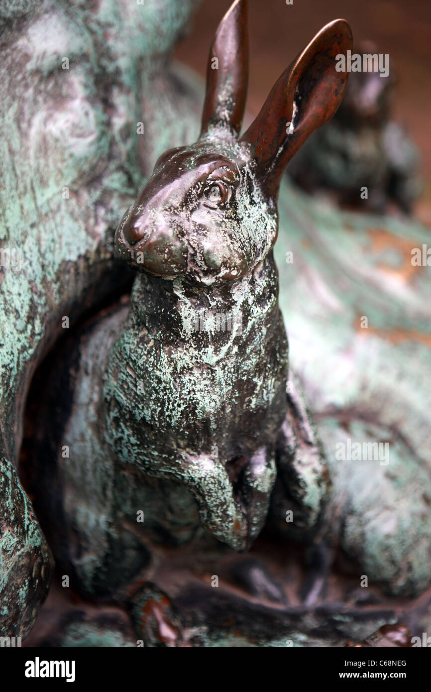 Bronze rabbit on the Peter Pan statue in Egmont Park in Brussels Stock ...