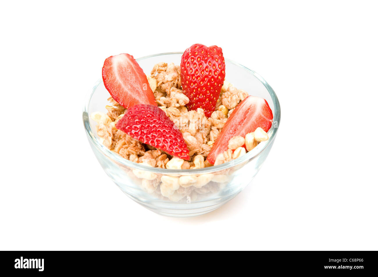 Flakes and a strawberry is isolated on a white background Stock Photo ...
