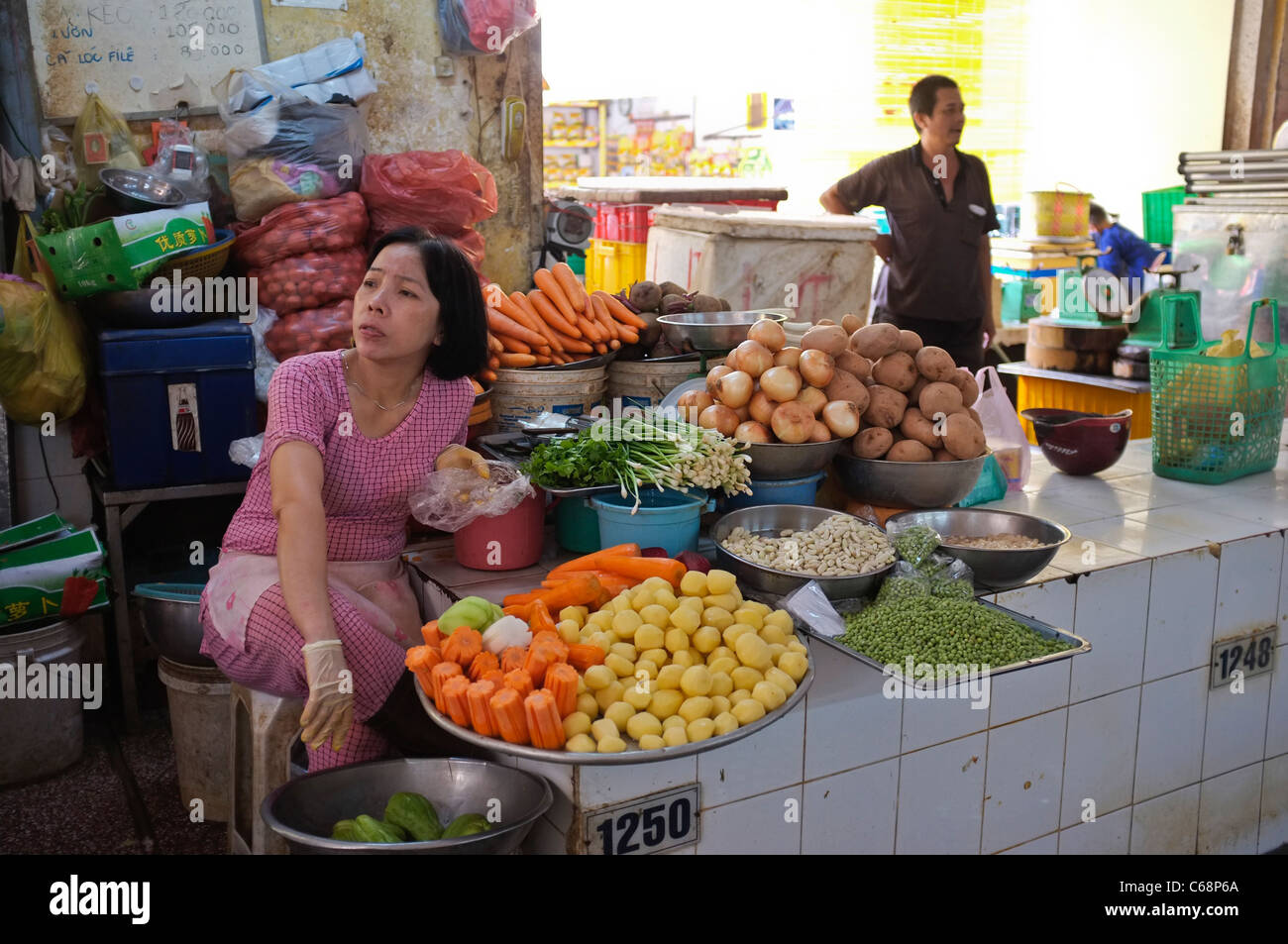 Vegetable Stall in Ben Thanh Market, Ho Chi Minh City, Saigon, Vietnam ...