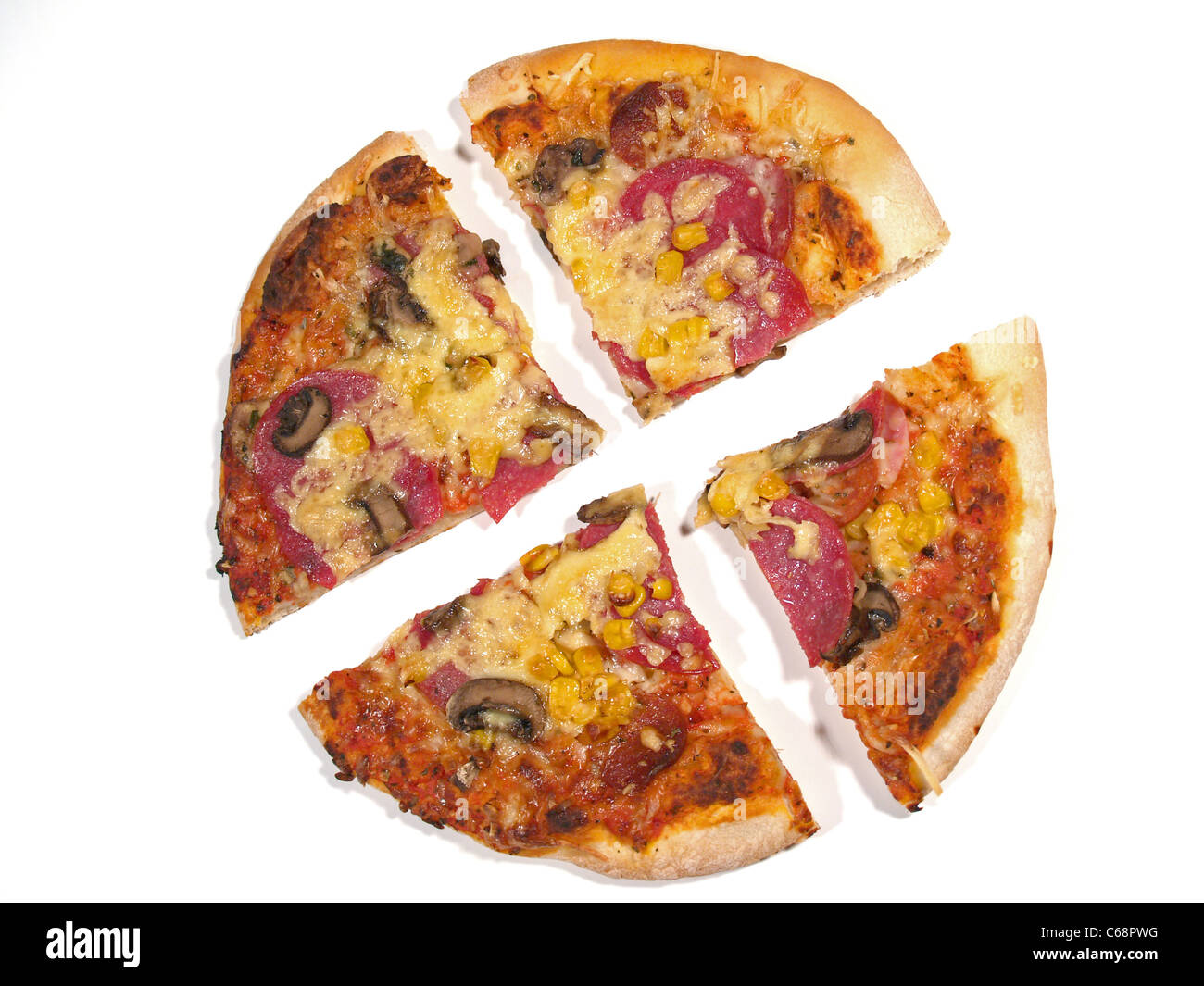 top view of a round cut pizza Stock Photo - Alamy