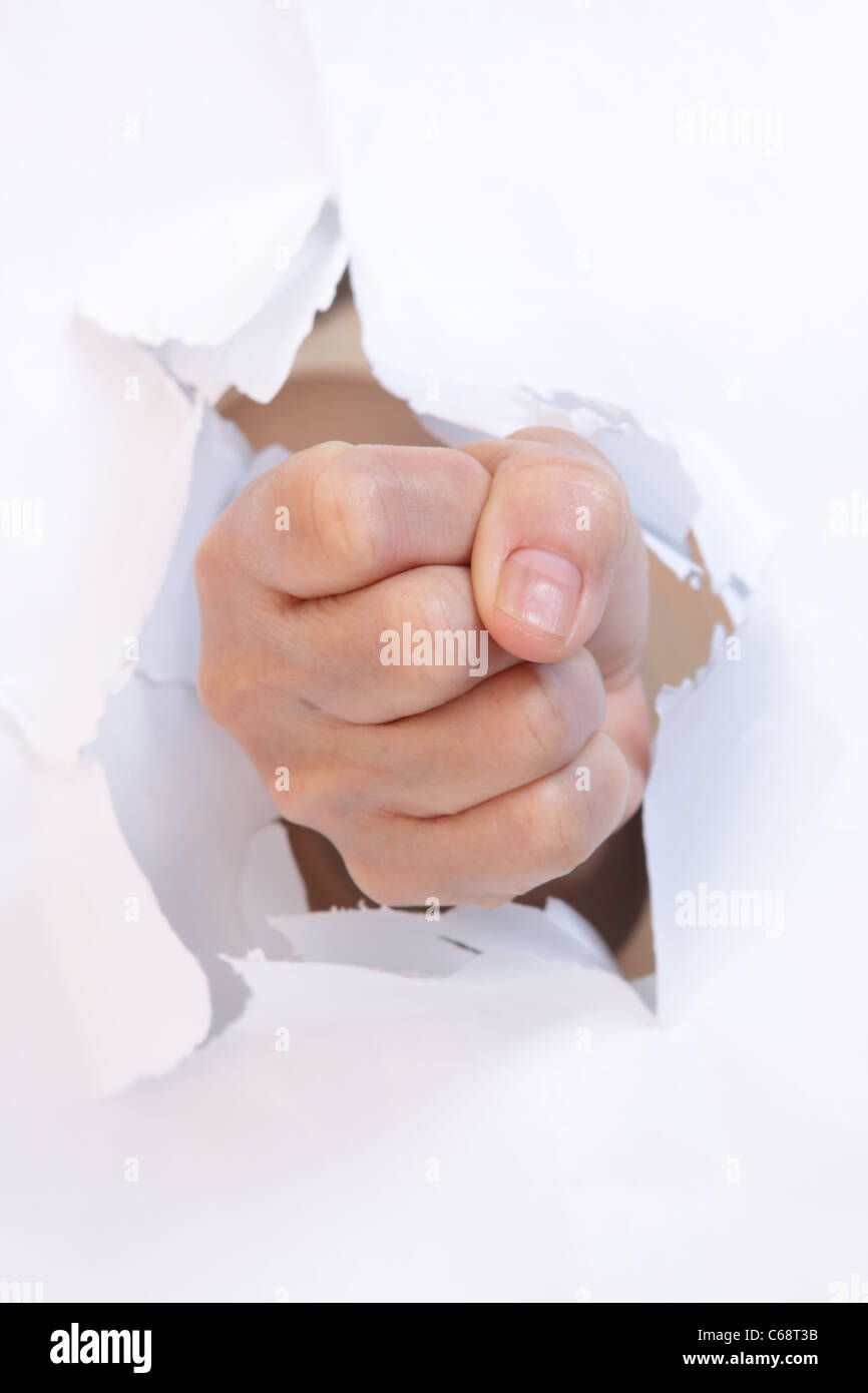 Fist from paper Stock Photo - Alamy