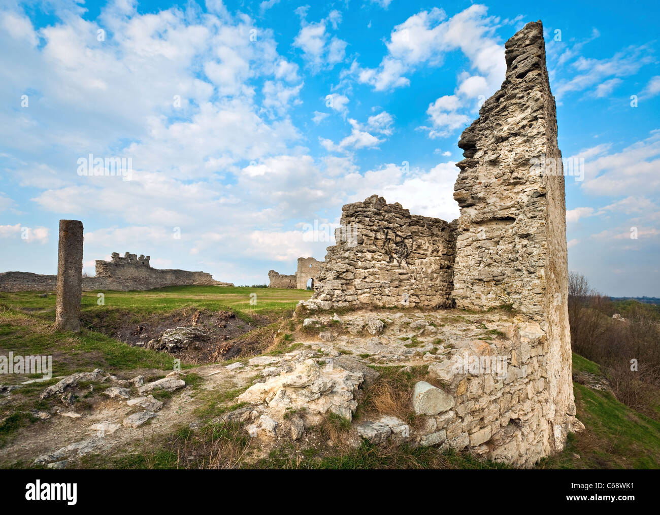Spring view of ancient castle ruins ( Kremenets city , Ternopil Region ...