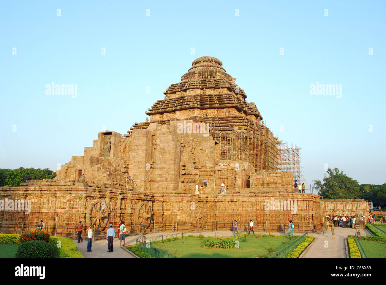 Façade of the Konark Sun temple designed to resemble a chariot with 12 ...