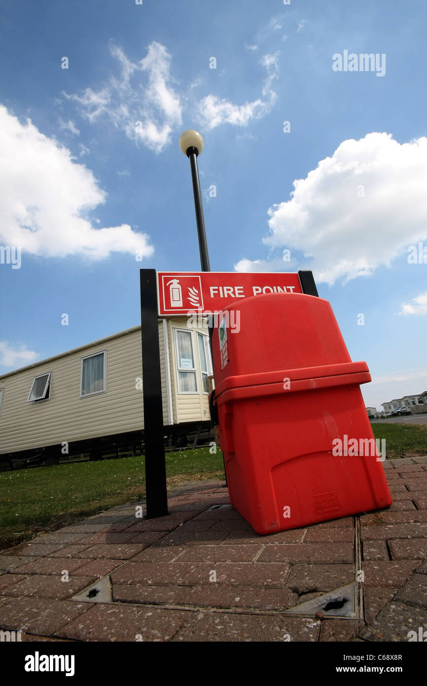 Fire point at caravan holiday and residential home park Stock Photo - Alamy