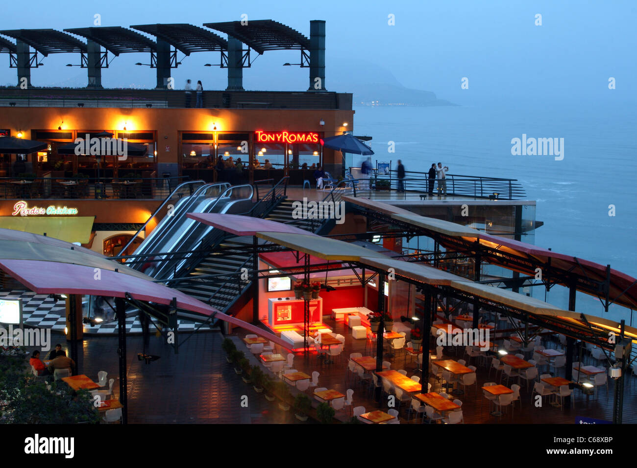 View of the Pacific Ocean from Larcomar mall. Miraflores, Lima, Peru ...