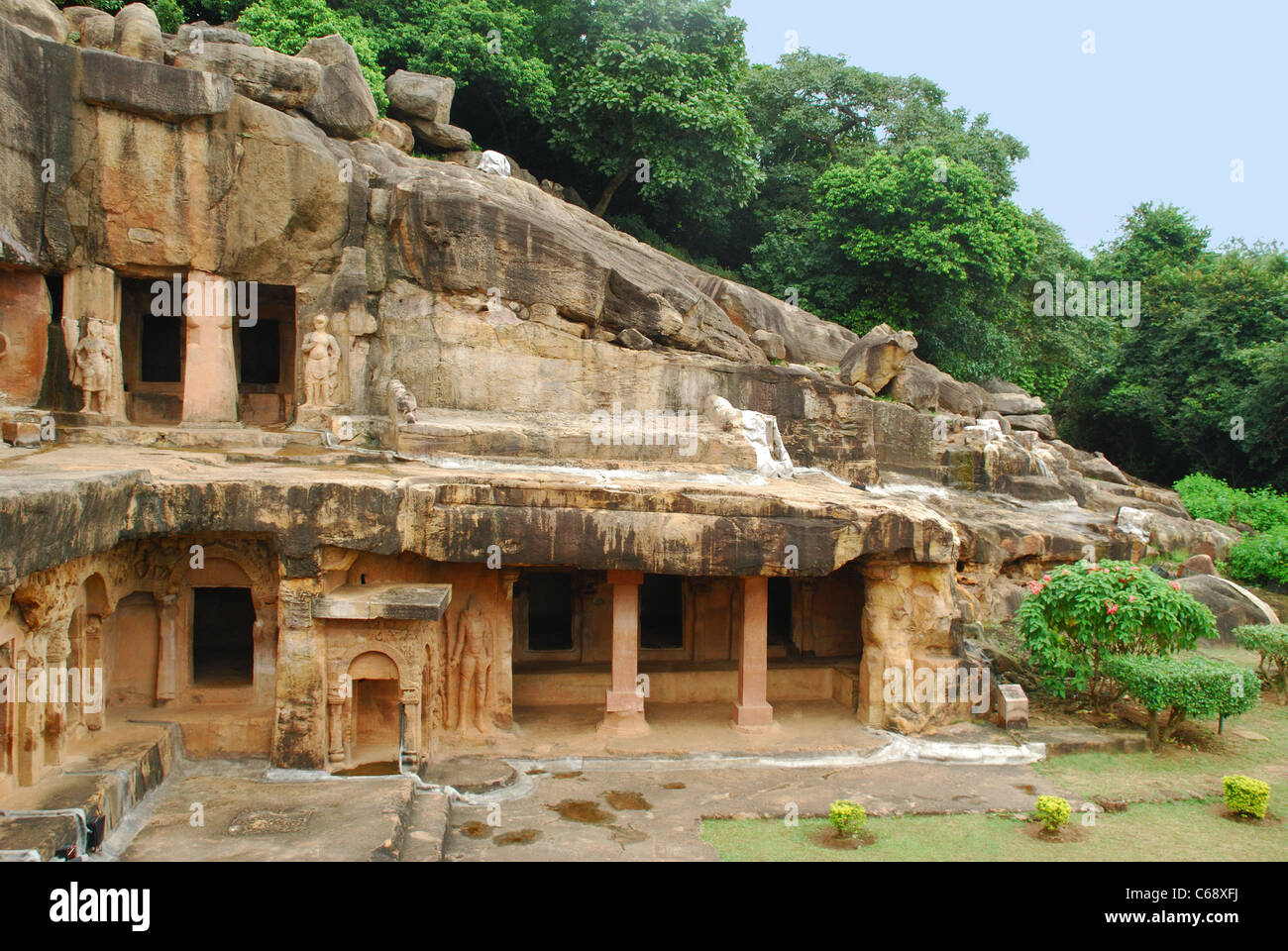Cave 1 : Rani Gumpha, Udayagiri Caves, Orissa, India. Right Facade View ...