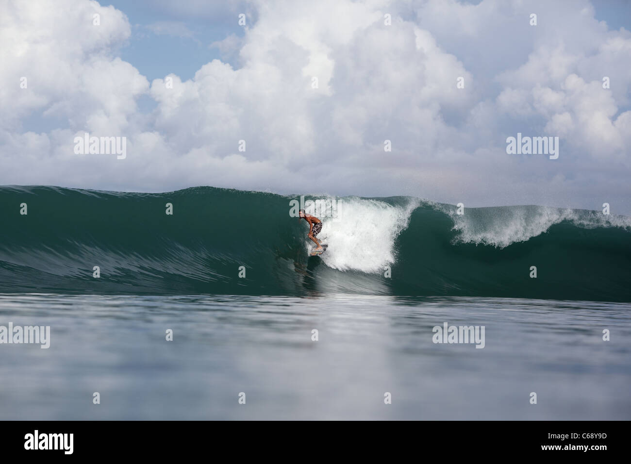 Surfing a perfect wave somewhere in Sumatra, Indonesia Stock Photo - Alamy