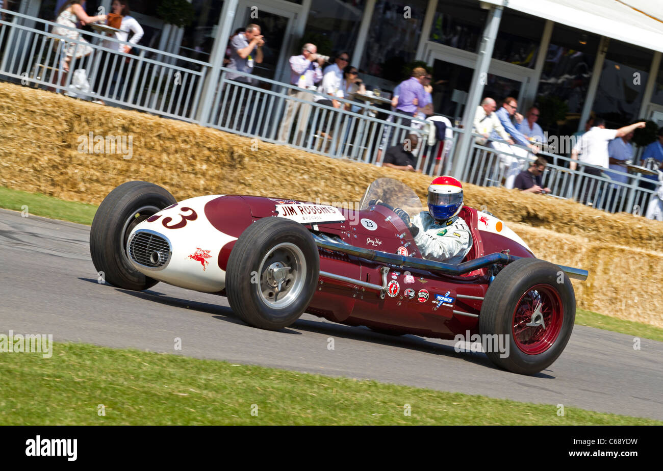 Eddie Cheever drives the 1951 Stevens-Offenhauser "Jim Robbins Special ...