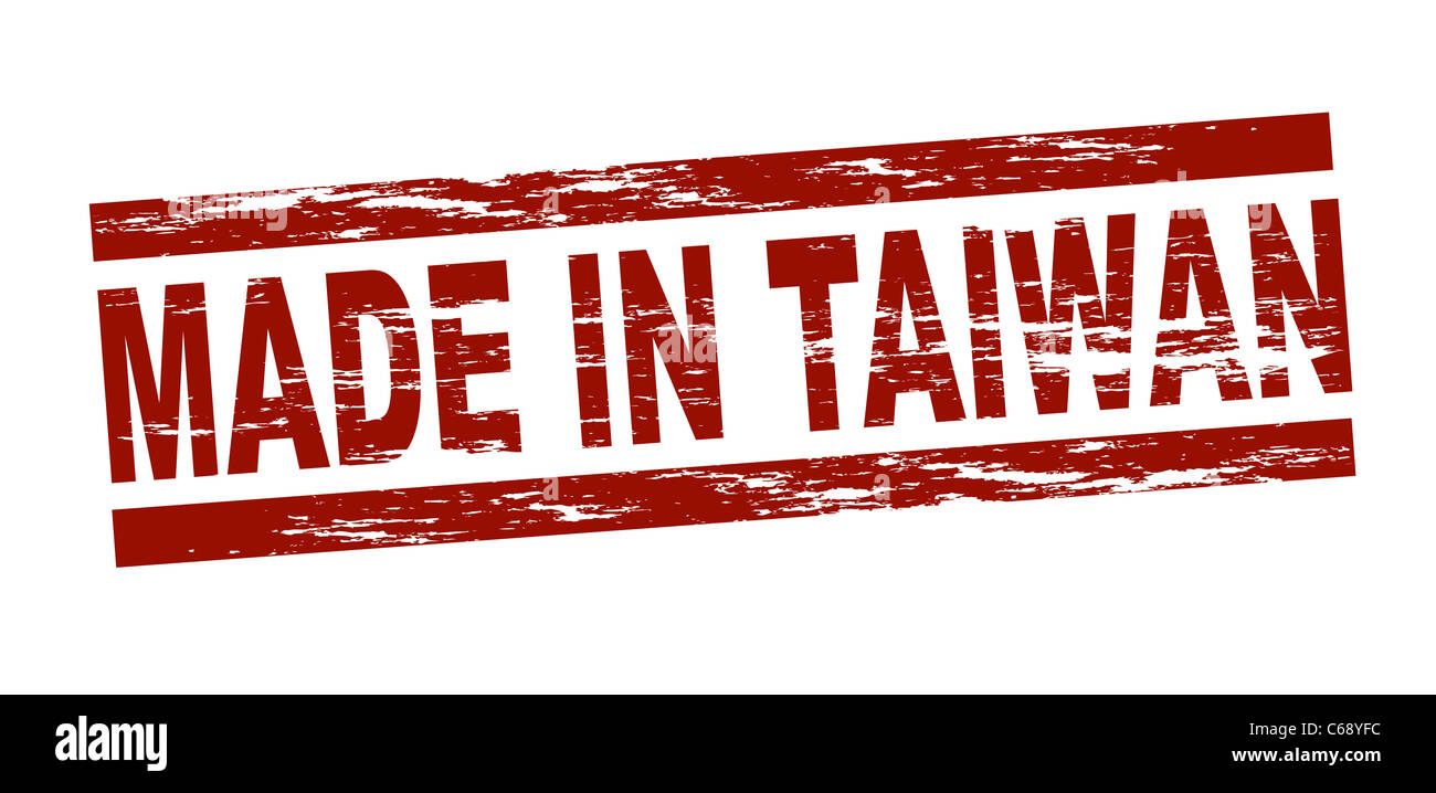 Stylized red stamp showing the term Made in Taiwan. All on white ...