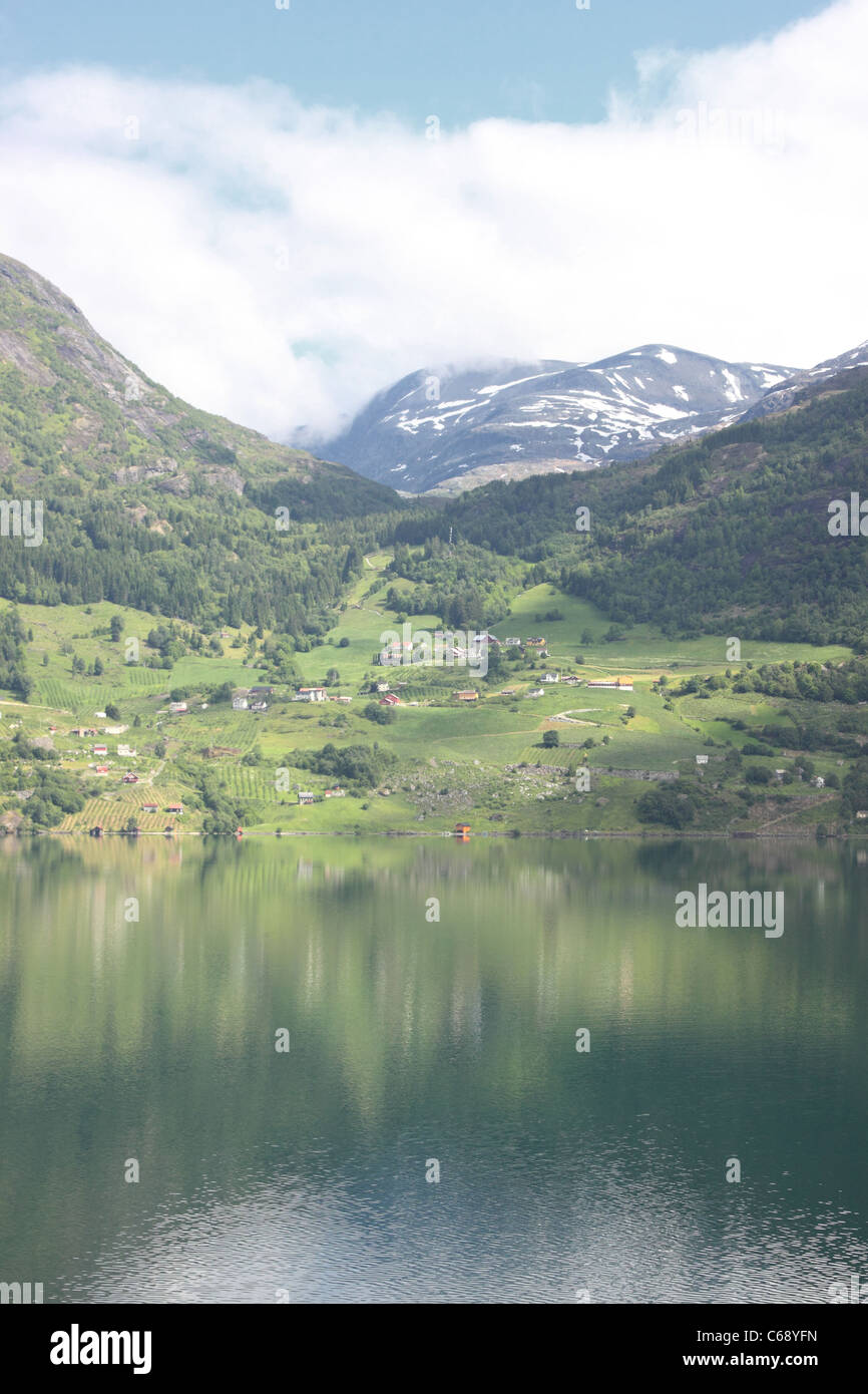 Wonderful fjord greens of norway in spring Stock Photo - Alamy