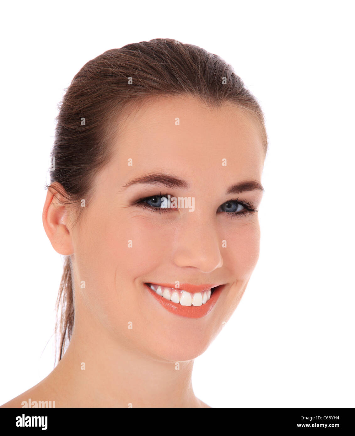 Flawless face of a young woman. All on white background Stock Photo - Alamy