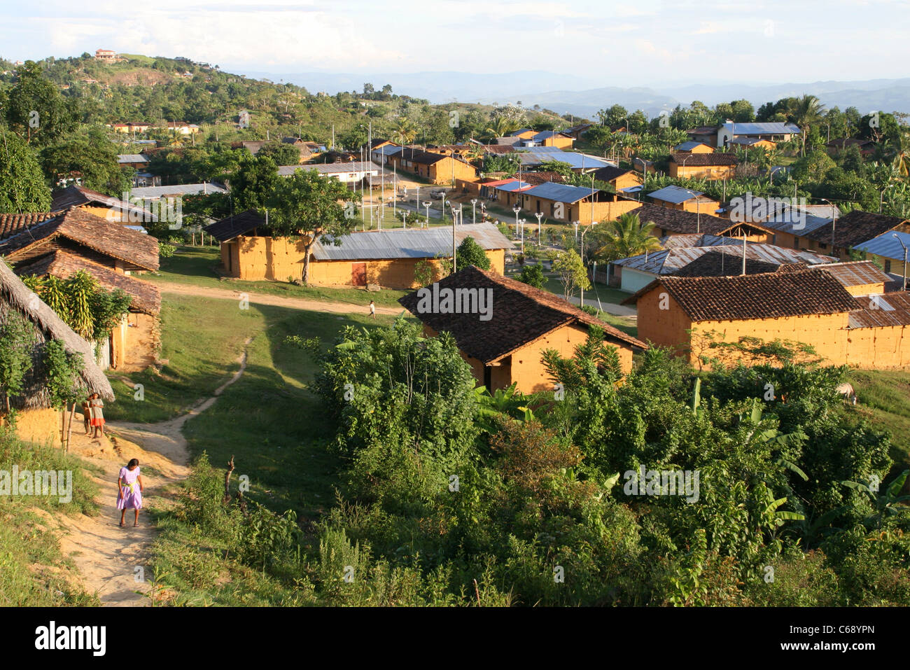 Overview of the traditional village and its distinct yellow mud brick ...