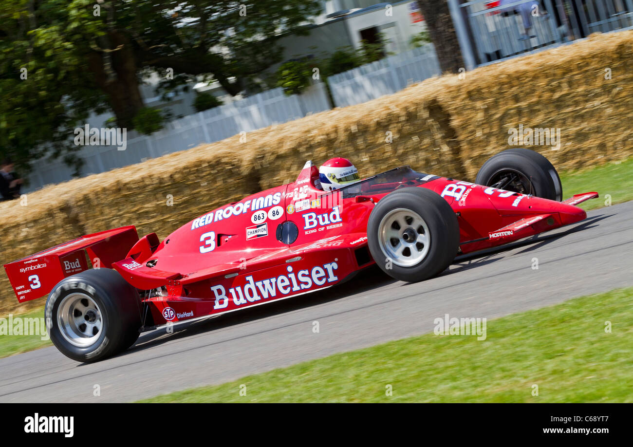 1986 March-Cosworth 86C with driver Bobby Rahal at the 2011 Goodwood ...