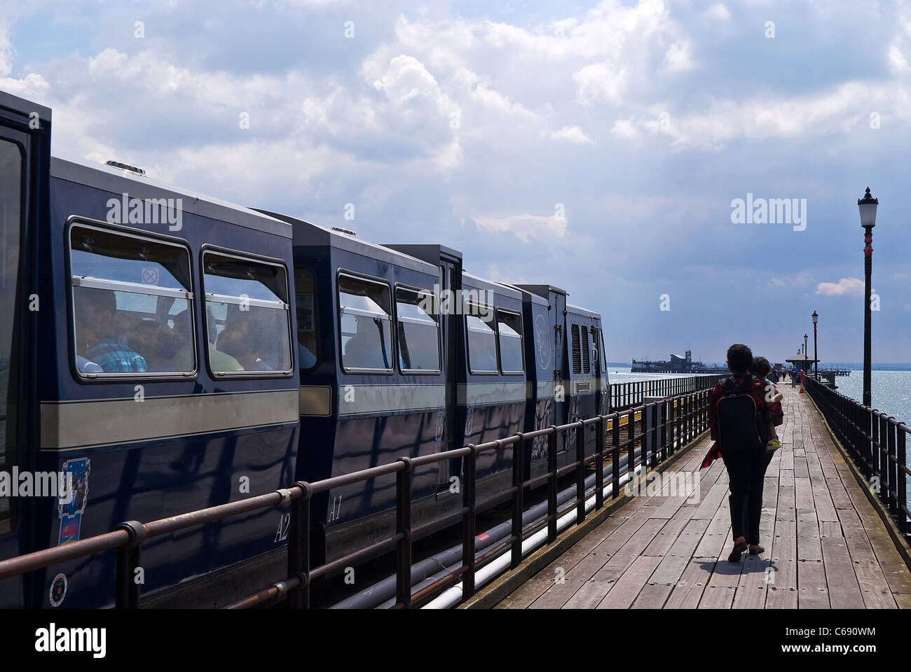 Southend pier train Stock Photo - Alamy