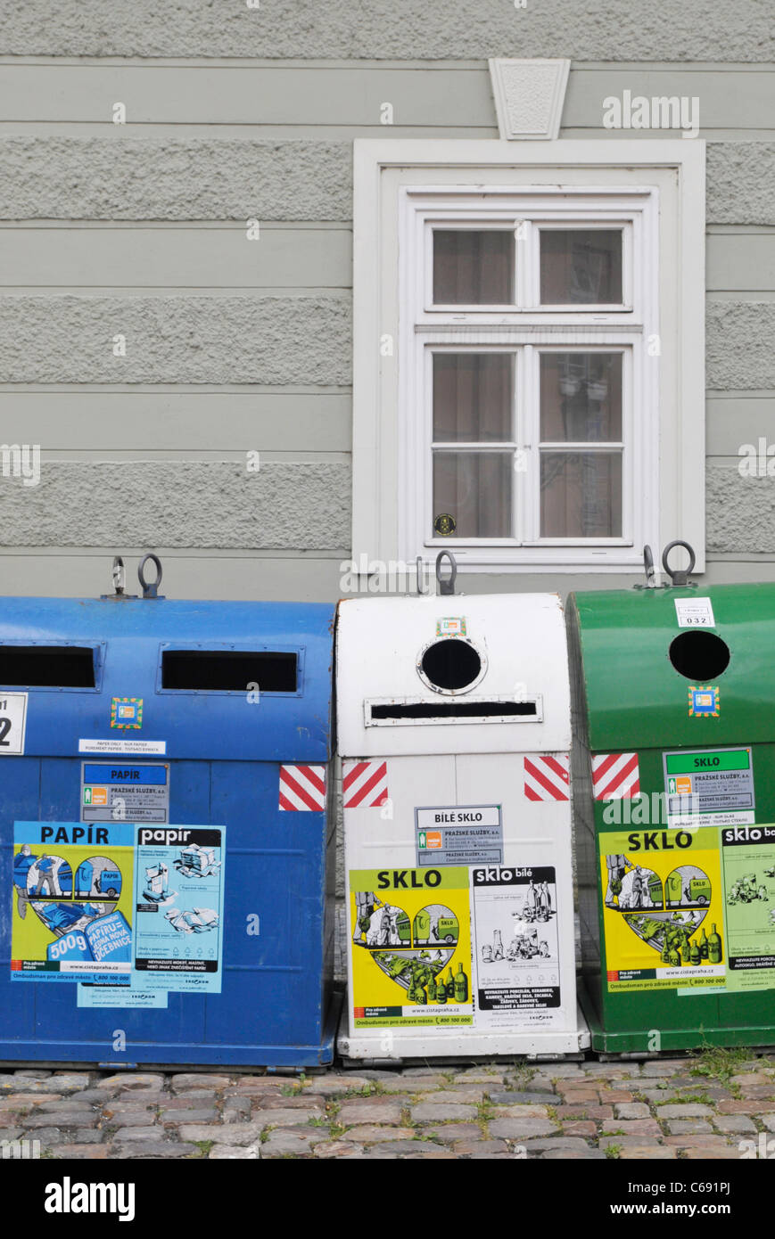 Recycling Bins In Prague , Czech Republic Stock Photo - Alamy