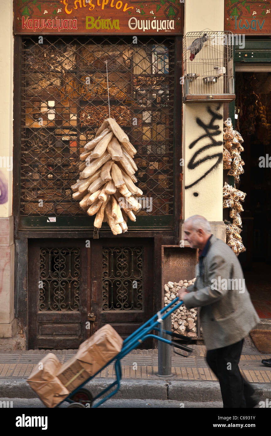 A shop selling herbs and spices in Evripidhou street in the bazaar ...