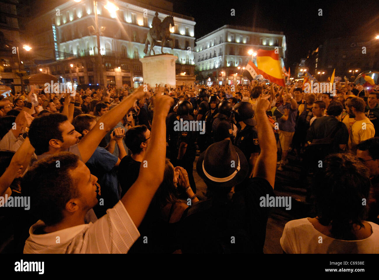 Lay protests in Madrid against World Youth Day Stock Photo - Alamy