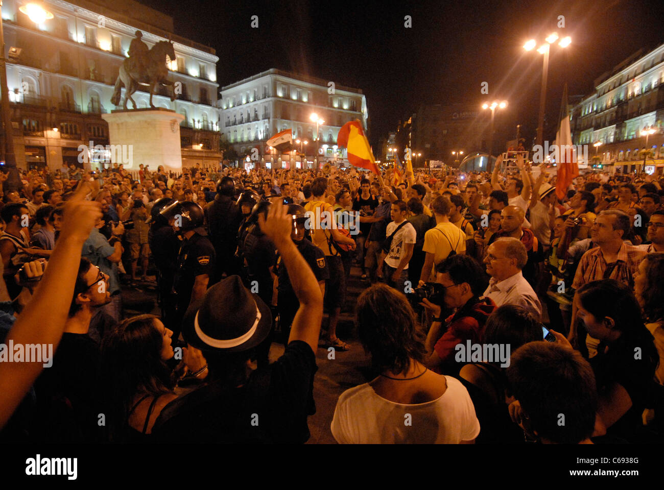 Lay protests in Madrid against World Youth Day Stock Photo - Alamy