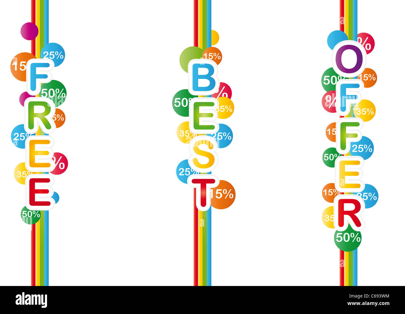 Three colorful shop promotion labels Stock Photo - Alamy