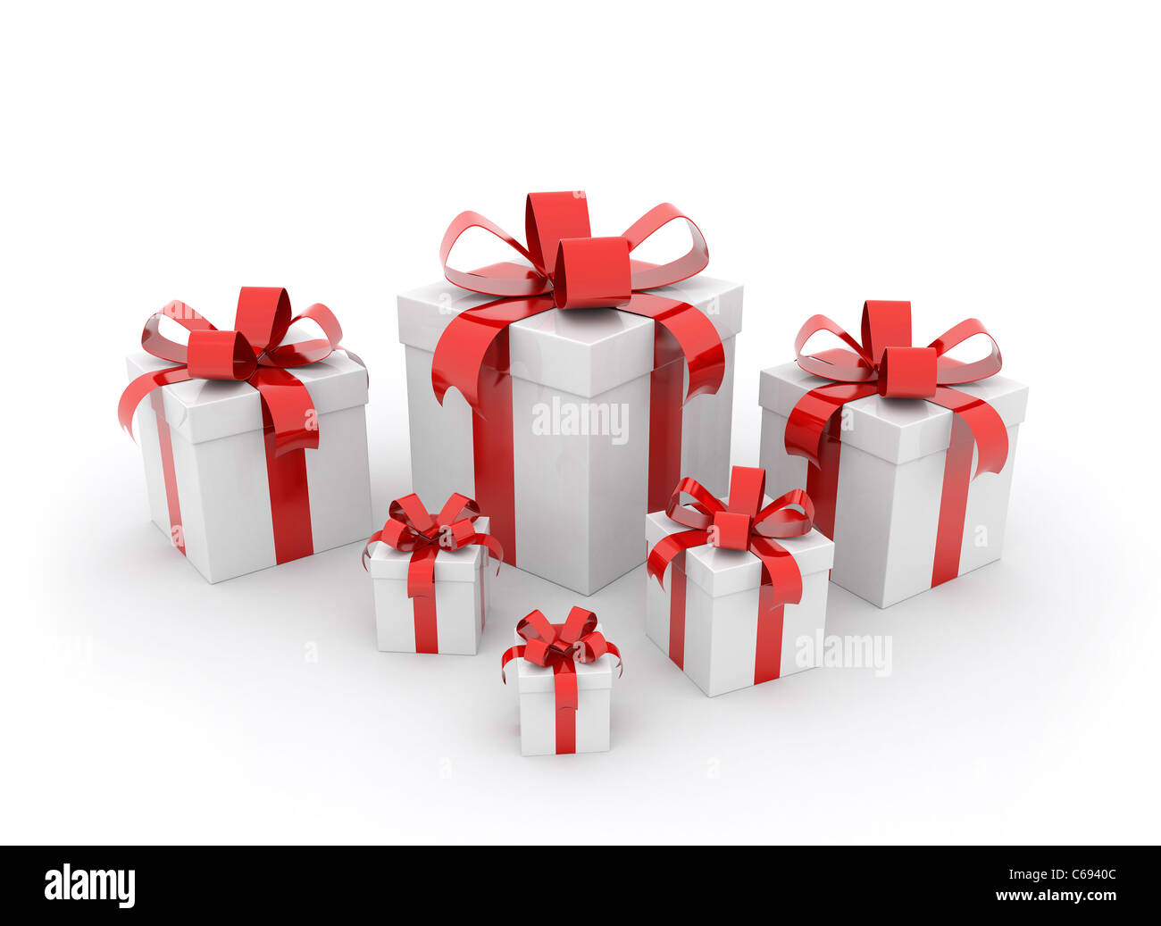 Gift boxes on white background Stock Photo - Alamy
