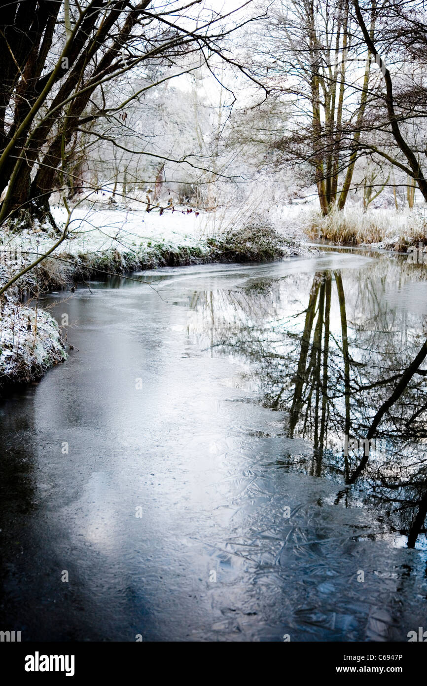 Icy River in winter (River Tas, Norfolk, UK Stock Photo - Alamy