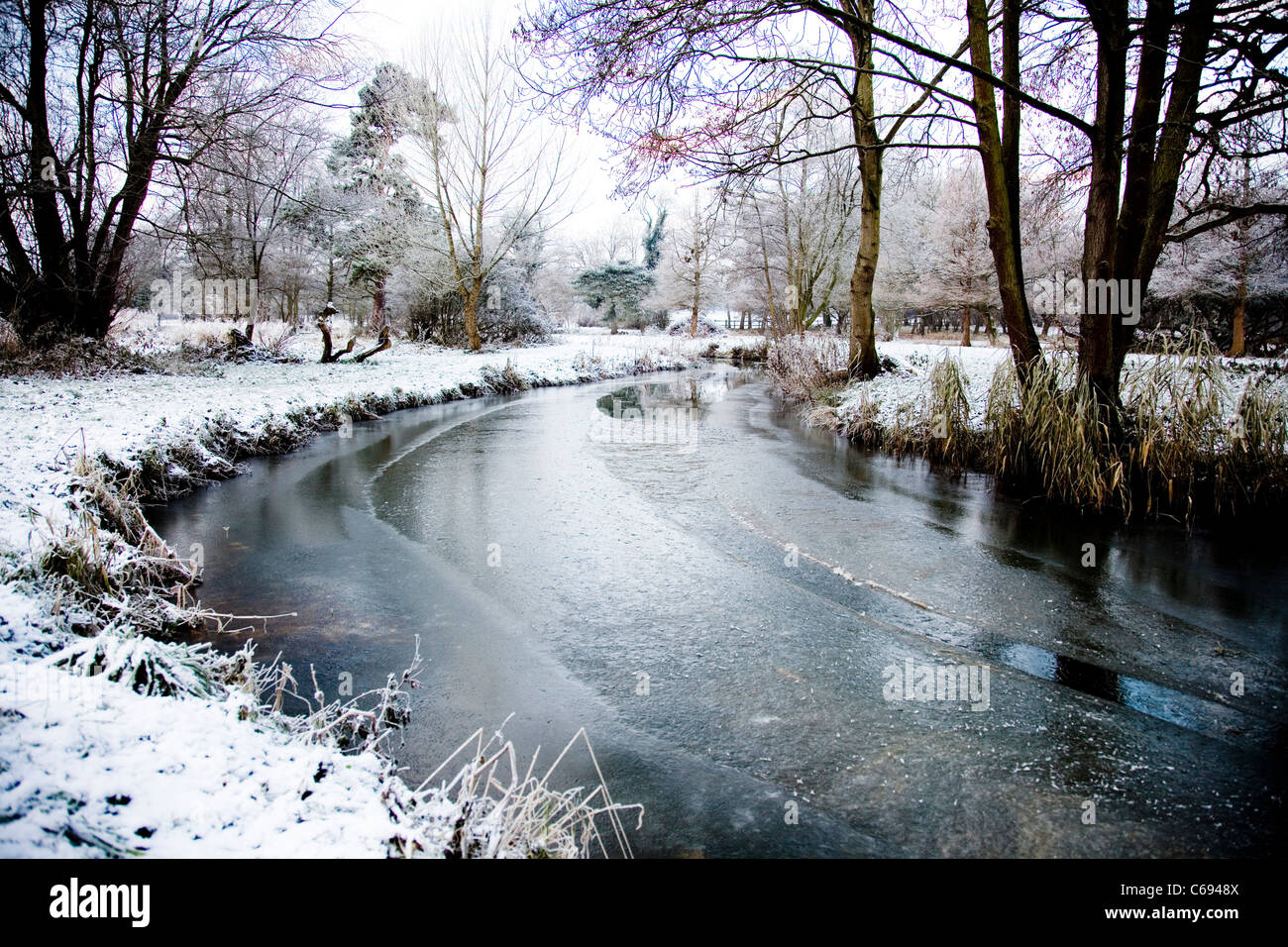 Icy River in winter (River Tas, Norfolk, UK Stock Photo - Alamy