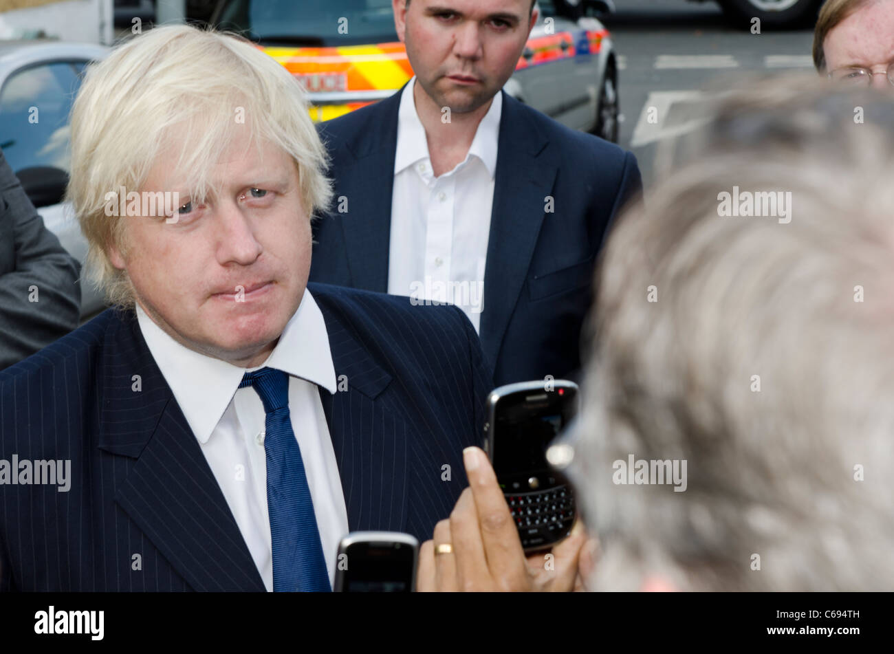 Boris Johnson mayor of London meets crowds after Croydon riots Stock ...