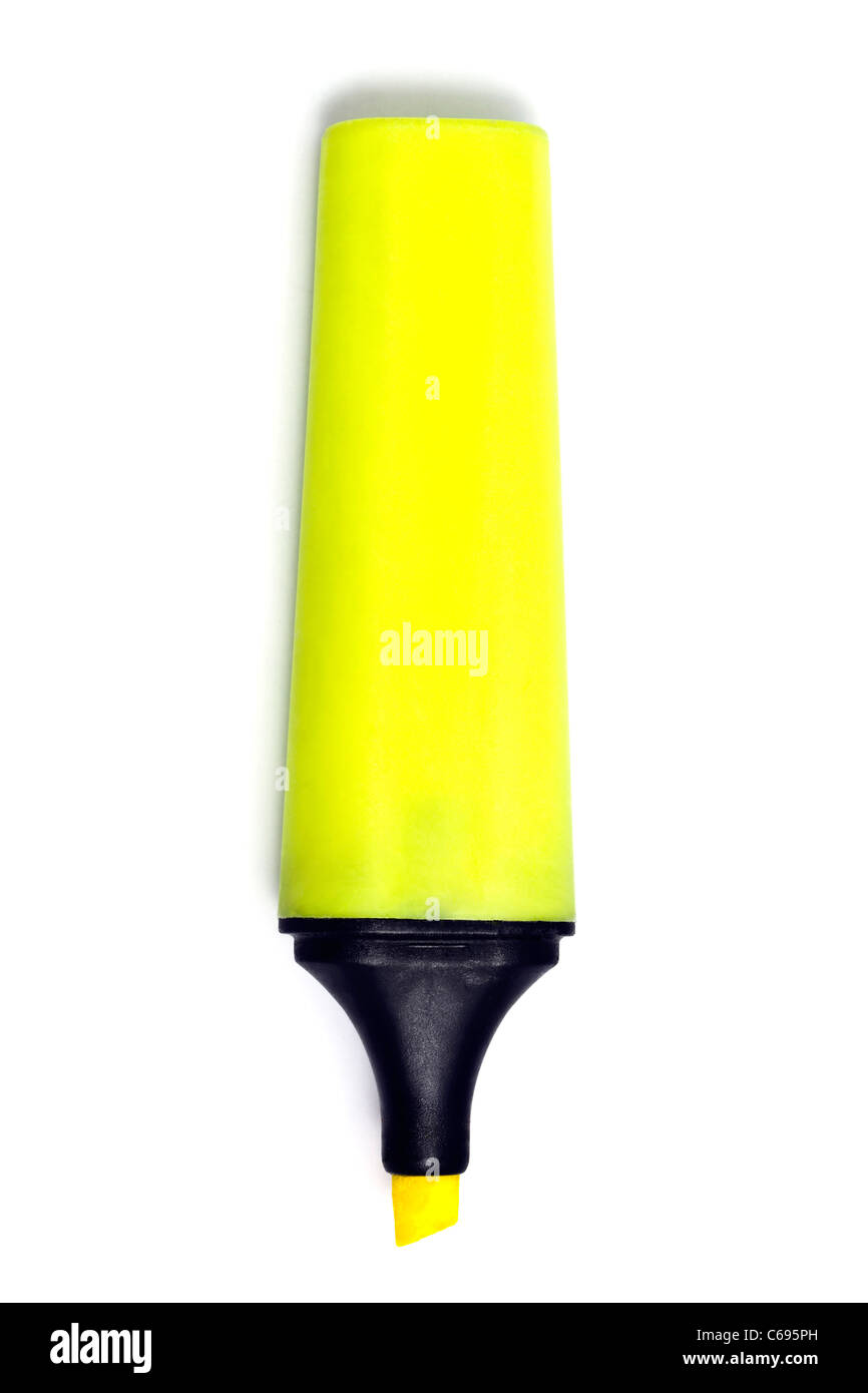 Yellow Highlighter isolated on white background Stock Photo - Alamy