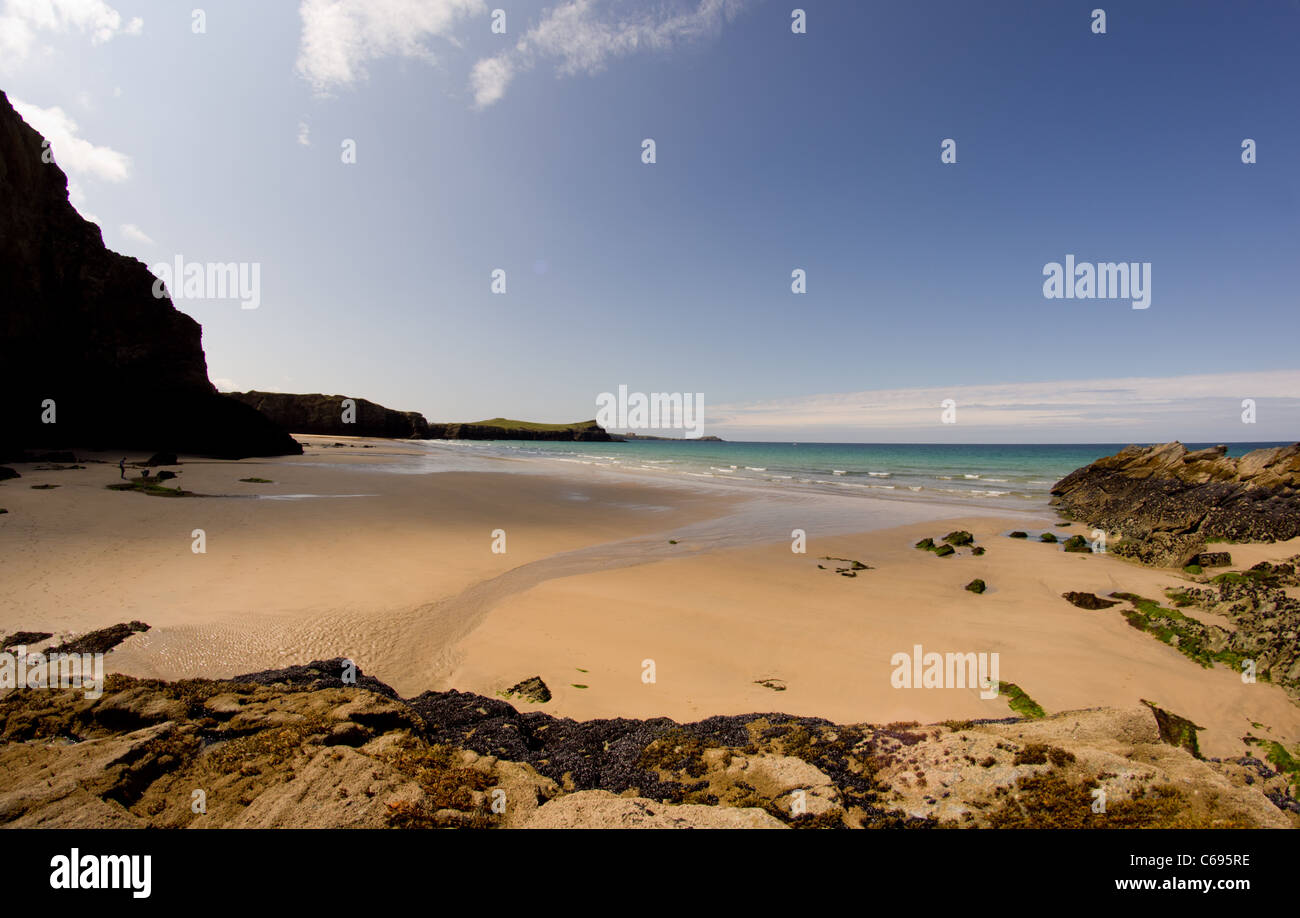 sandy beach in cornwall near porth Stock Photo - Alamy