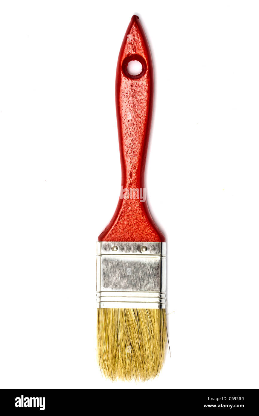 Red paintbrush isolated on white background Stock Photo - Alamy