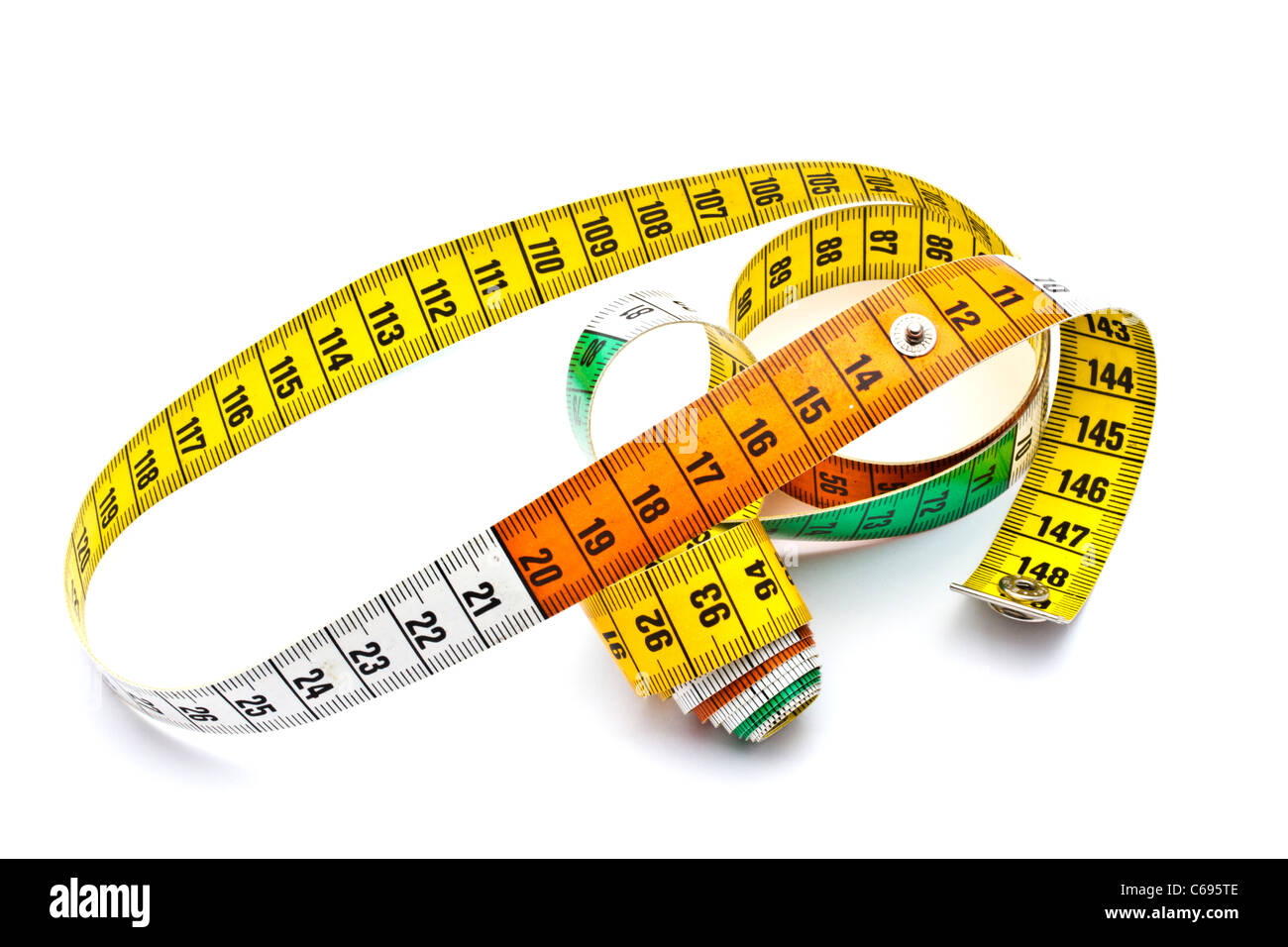 Colorful tape measure isolated on white background Stock Photo - Alamy