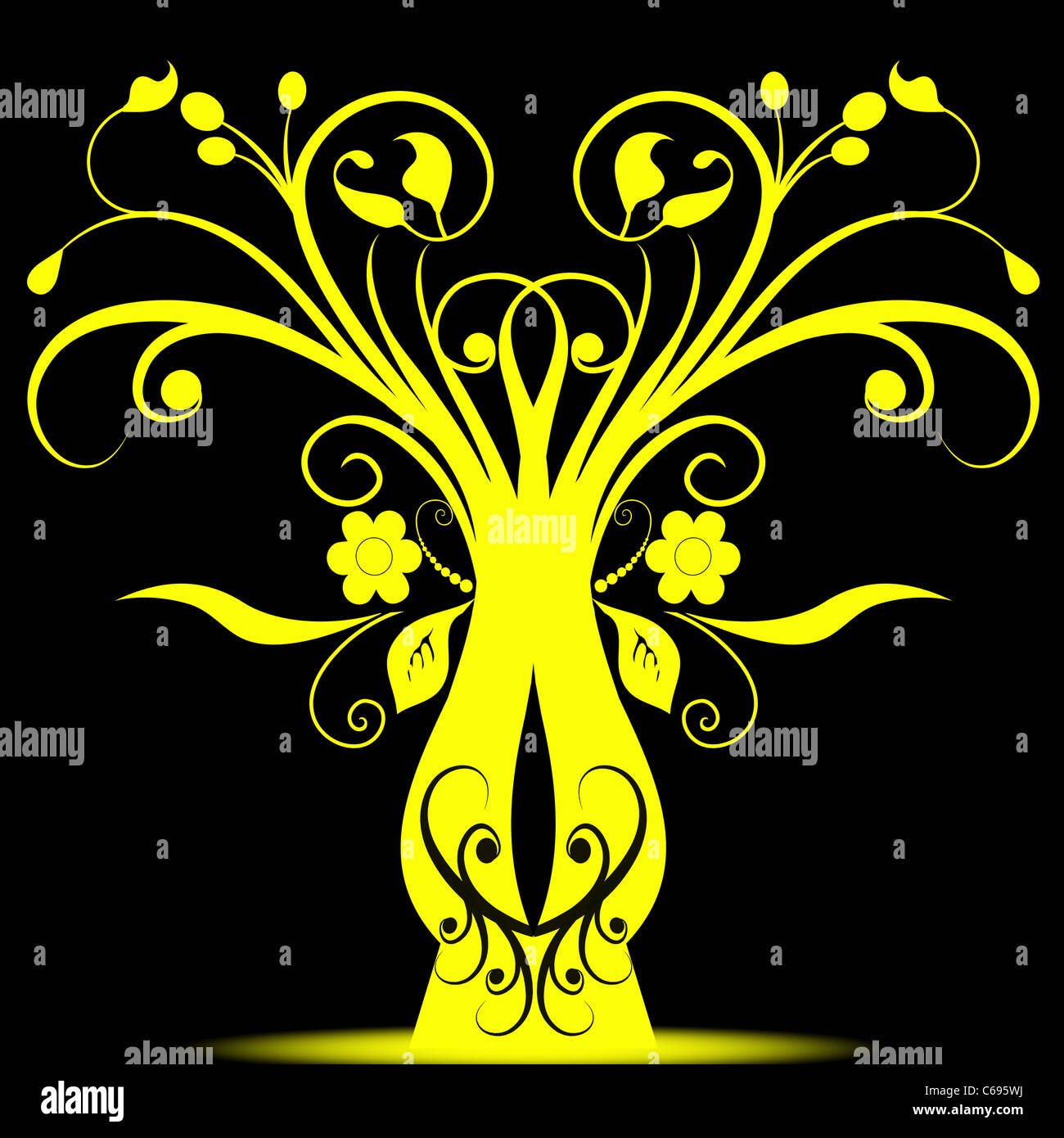 Beautiful art tree isolated on black background Stock Photo - Alamy