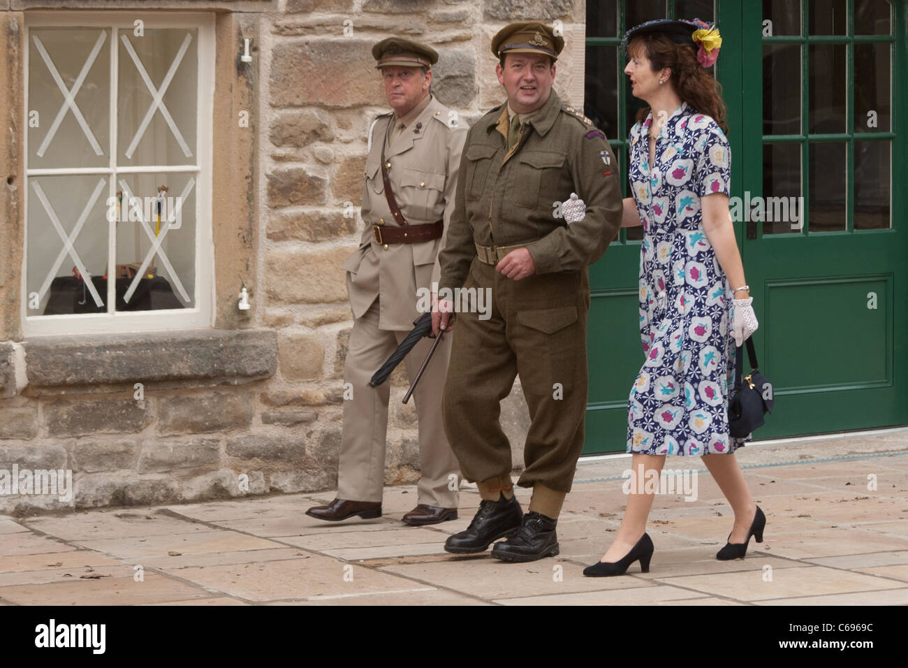 1940s Re Enactment Weekend At The National Tramway Museum In Crich Derbyshire England Stock