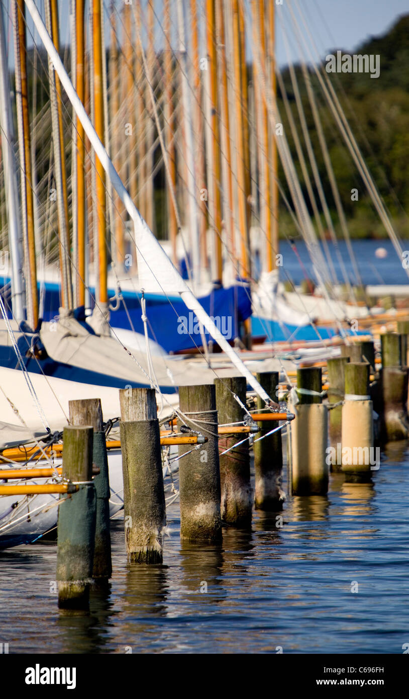 Sailing boats lineup at Norfolk Broads Yacht Club Wroxham UK Stock ...