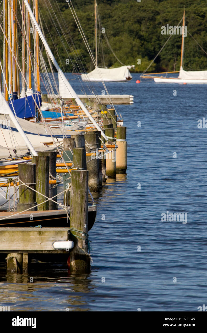 Sailing boats lineup at Norfolk Broads Yacht Club Wroxham UK Stock ...