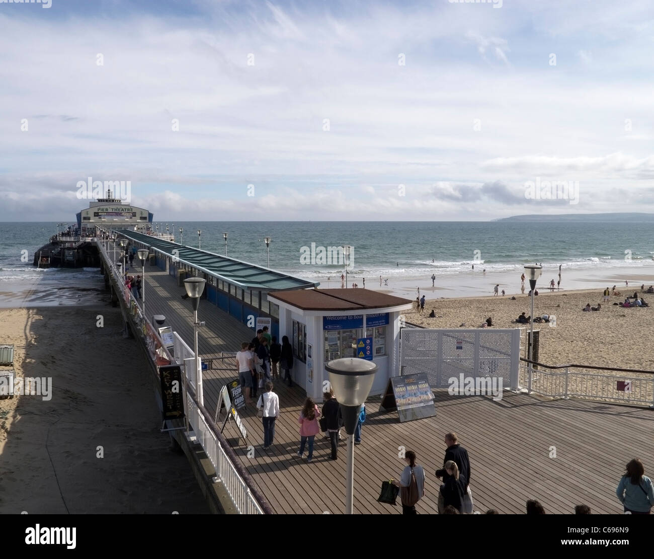 Bournemouth Pier & Beach Looking out to Sea -1 Stock Photo - Alamy