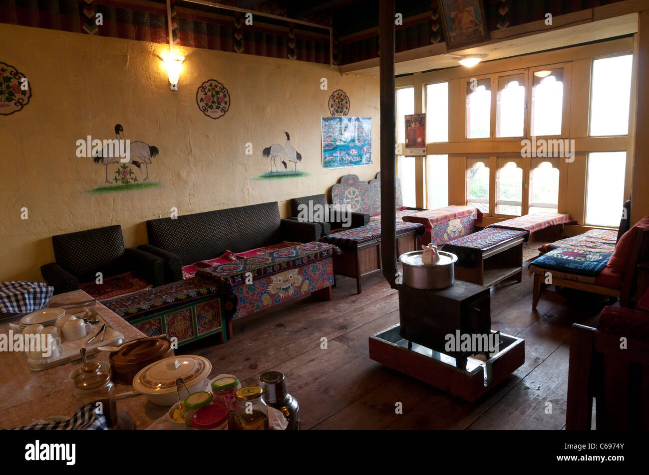 dinning room in guest house in Phobjikha valley. bhutan Stock Photo - Alamy