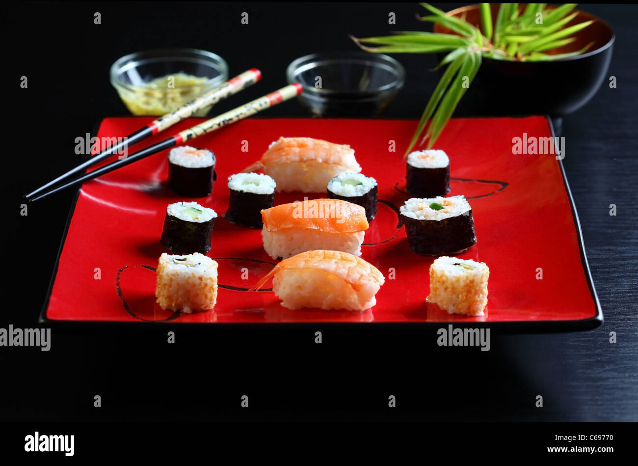 Japanese sushi food shot setting Stock Photo - Alamy