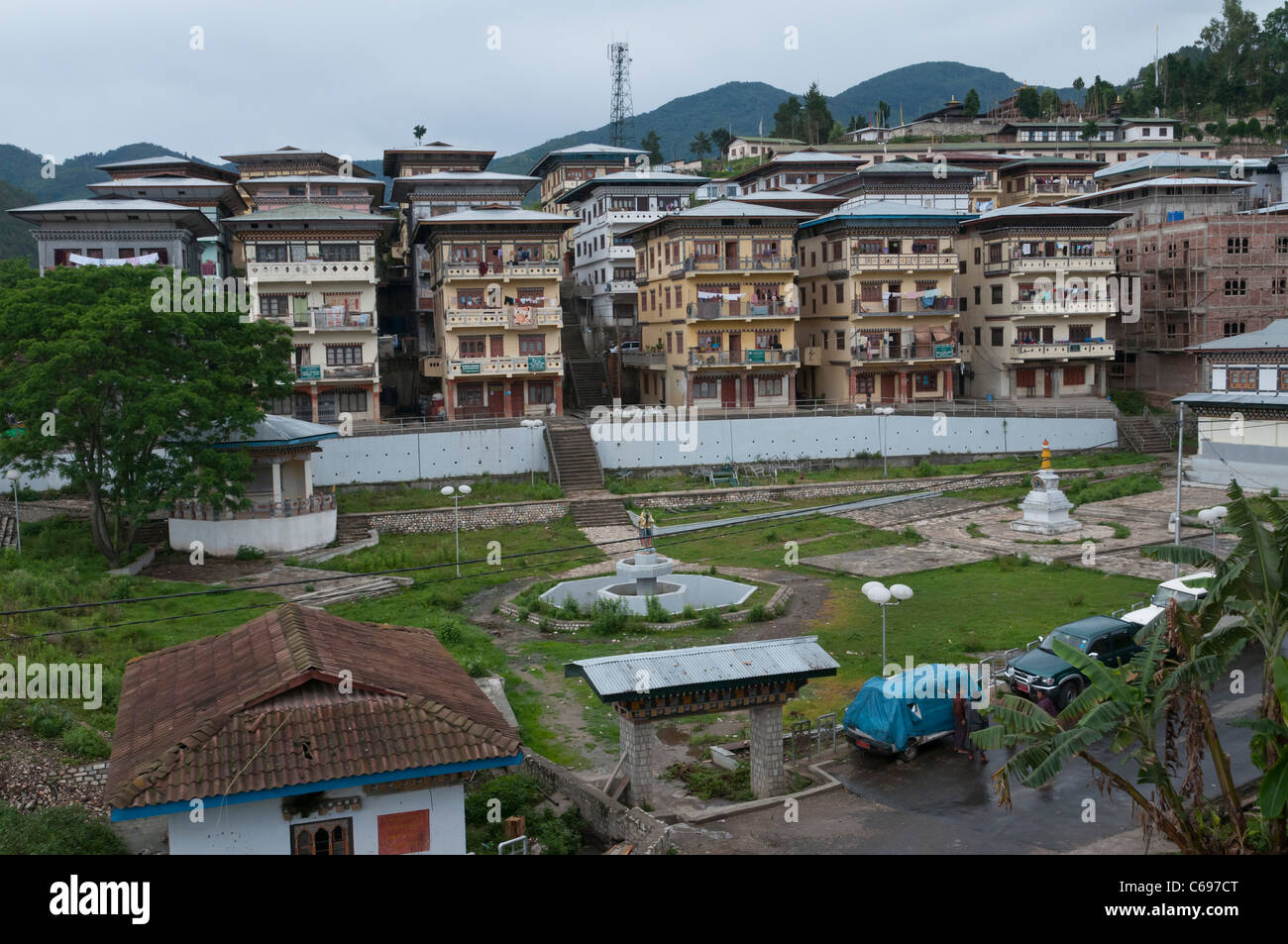 New housing projects in the city of Mongar. Bhutan Stock Photo - Alamy
