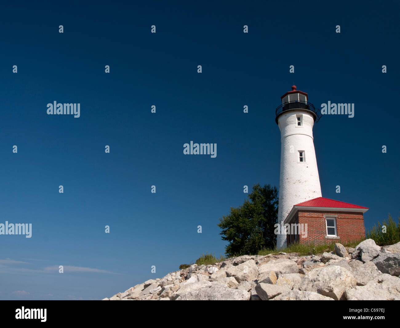 Crisp Point lighthouse in Michigan's upper peninsula on the shores of ...