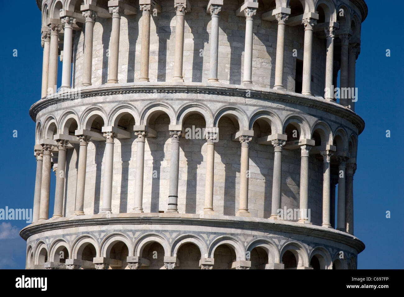 Architectural detail of the Leaning Tower of Pisa, Italy Stock Photo ...