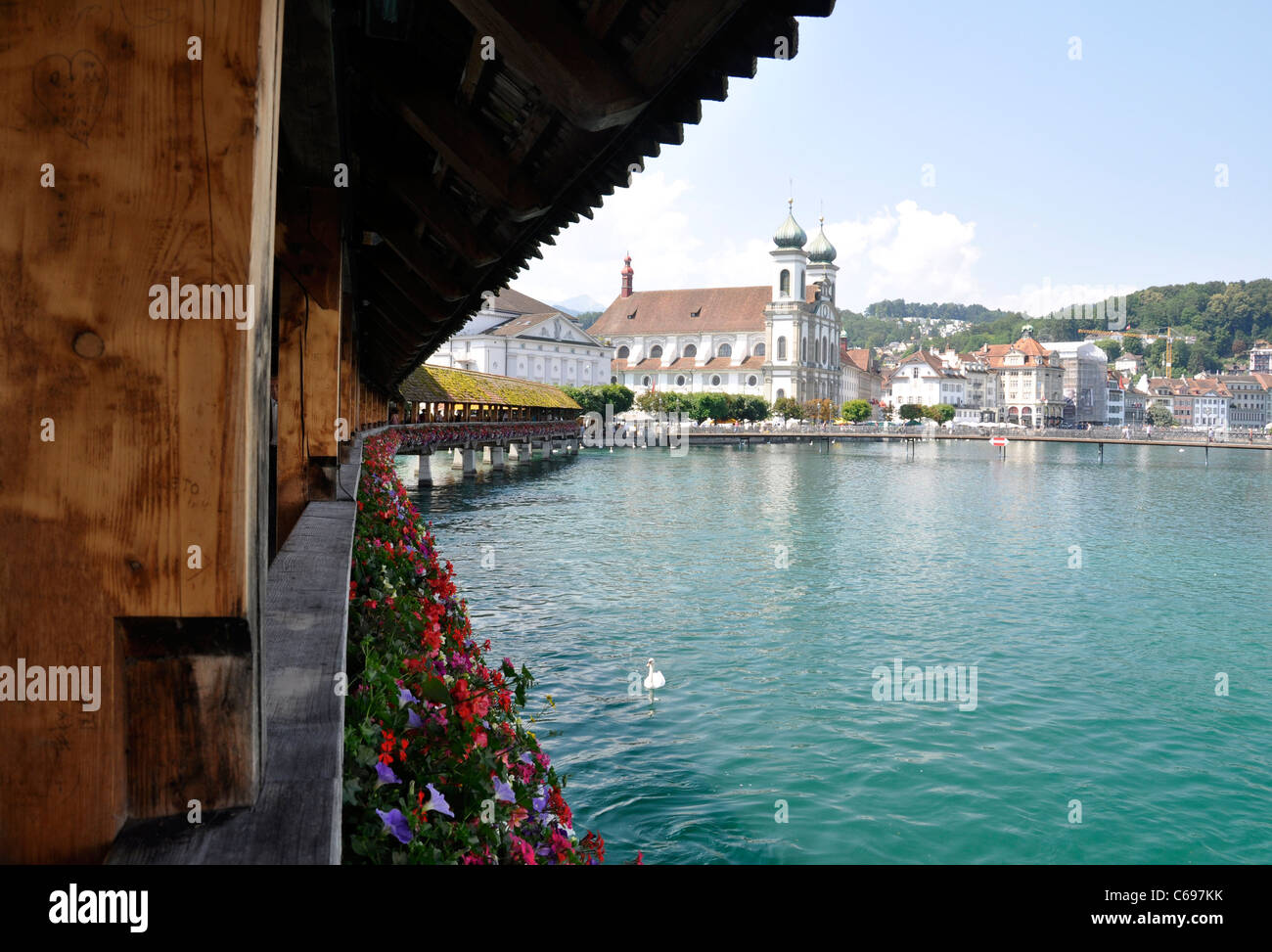 Lucern Switzerland bridge blue lake Stock Photo - Alamy