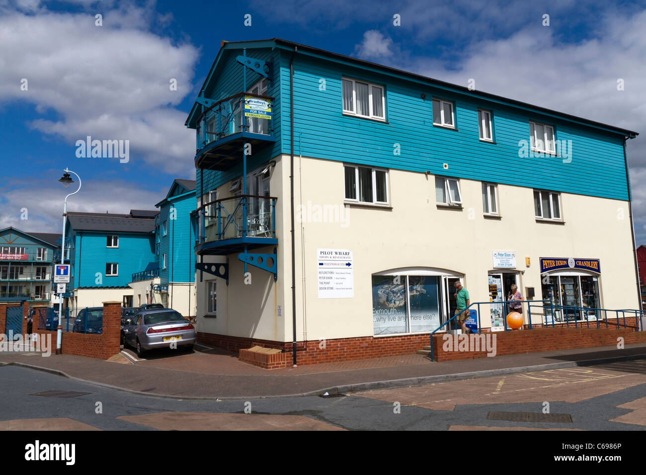Shops and apartments in the new marina complex in Exmouth Devon Stock ...