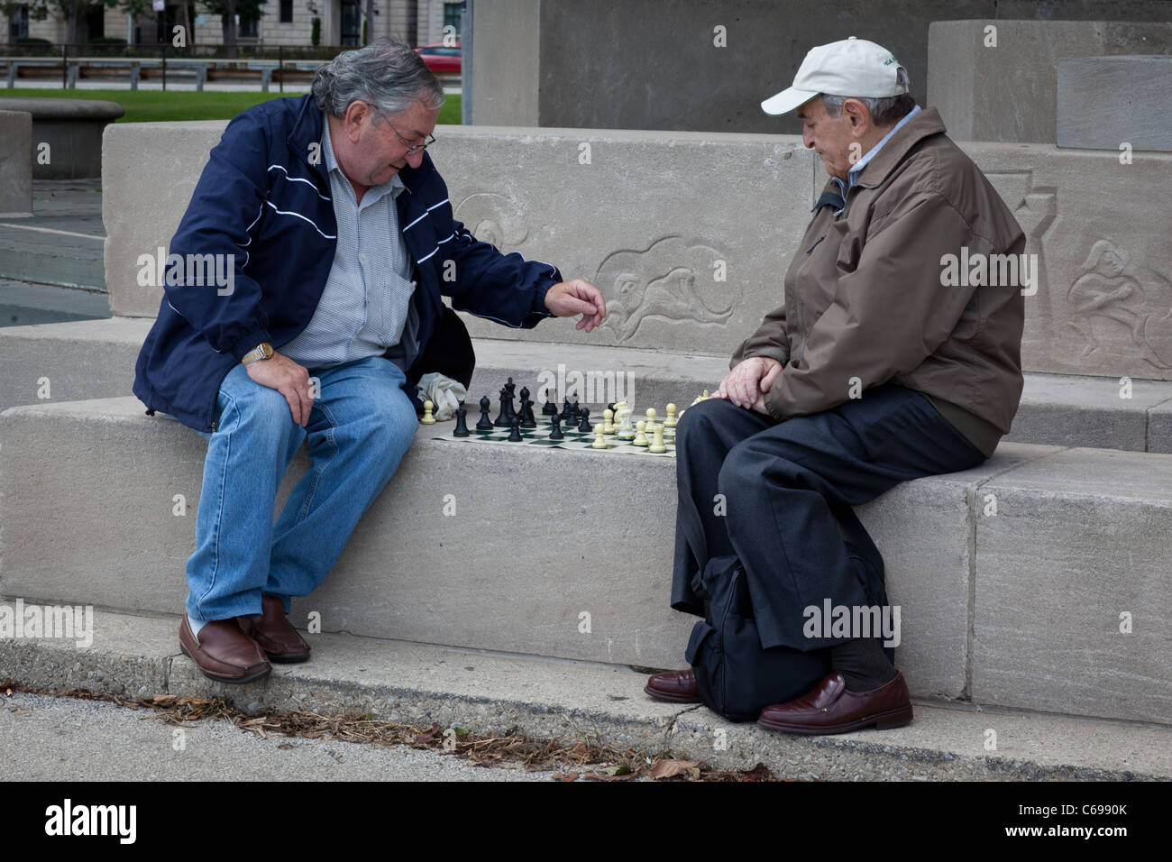 Two men playing chess Stock Photo - Alamy